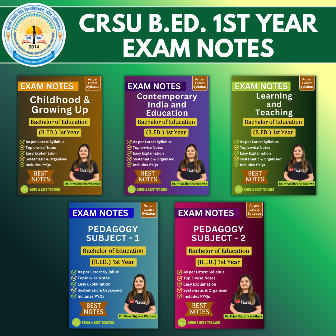 CRSU B.Ed. 1st Notes (Set of All 5 Subjects) – Being a Best Teacher